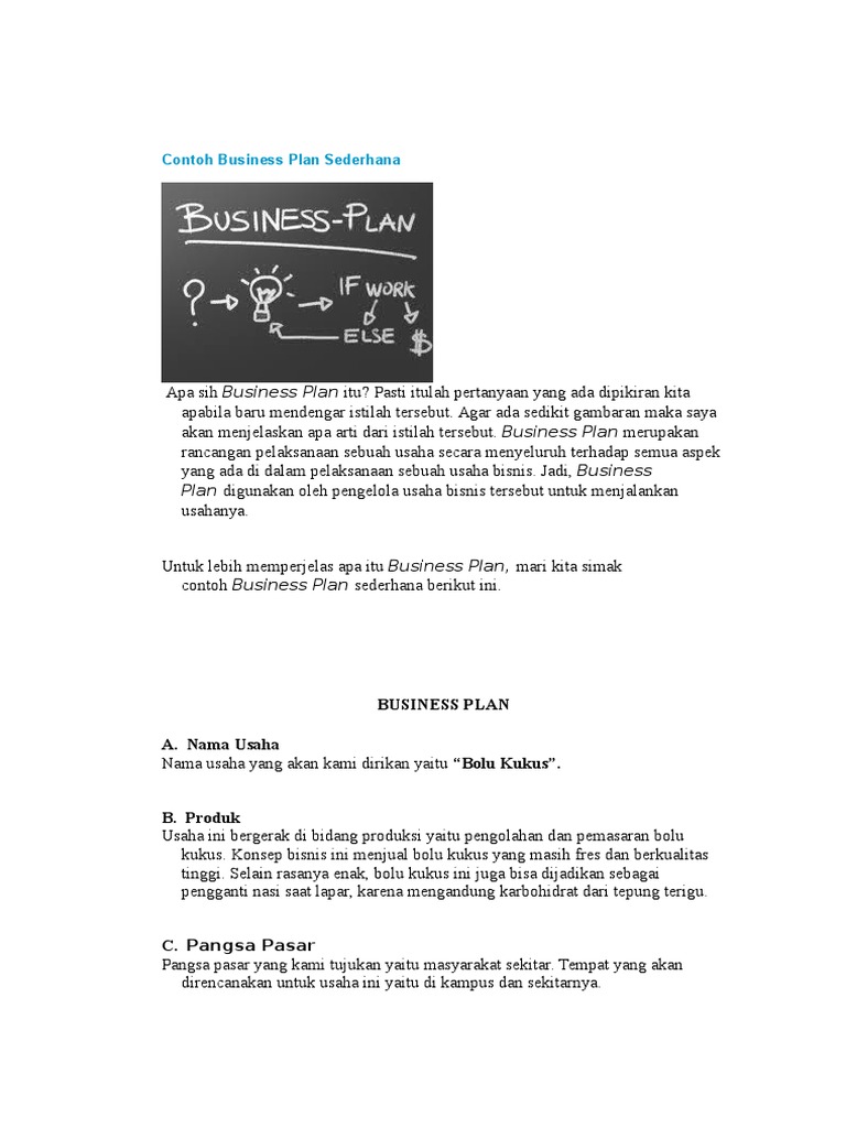 Contoh Business Plan Sederhana | PDF