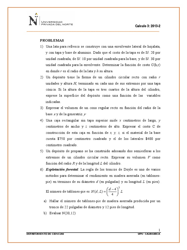 Funciones de Varias Variable-PROBLEMAS | PDF