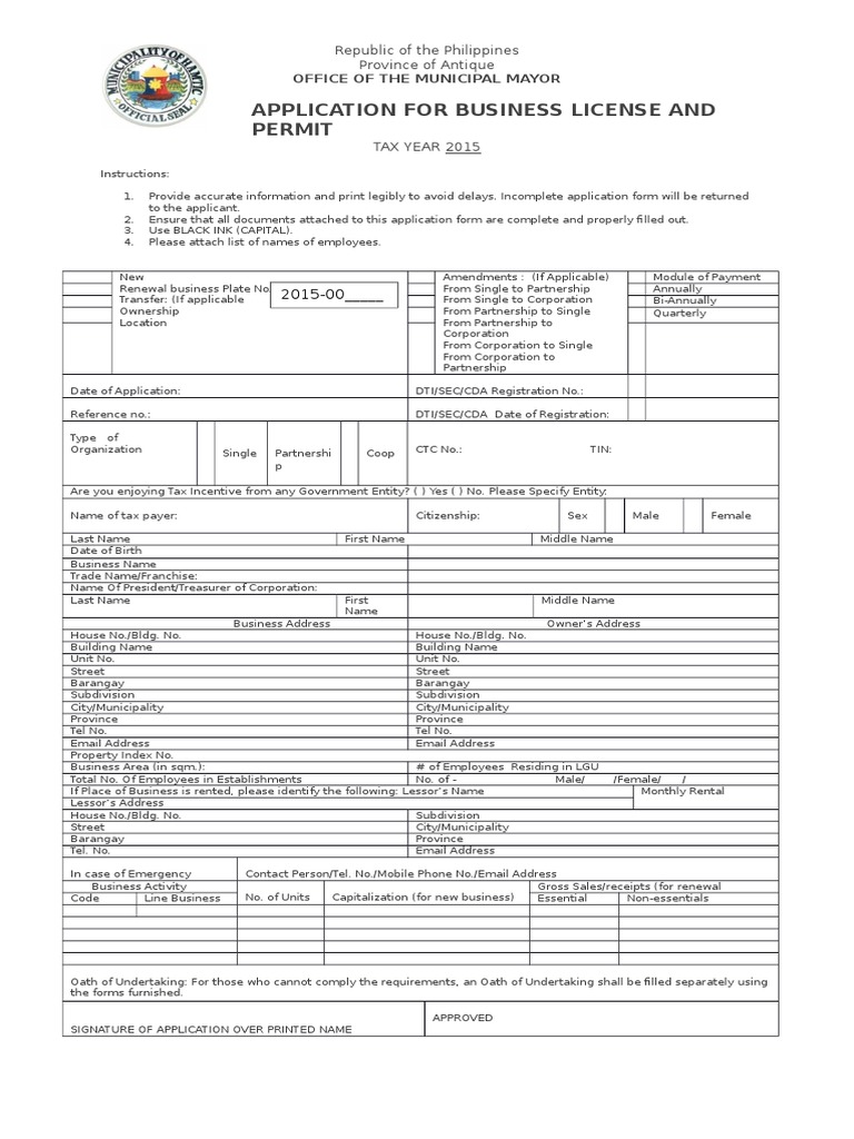 Application For Business License and Permit | PDF | Fee | Business