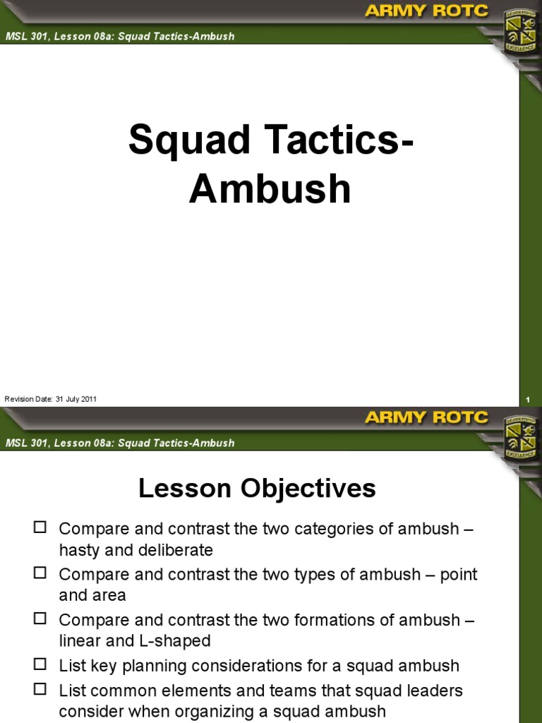 Squad Ambush Tactics Overview | PDF | Ambush | Warfare Of The ...