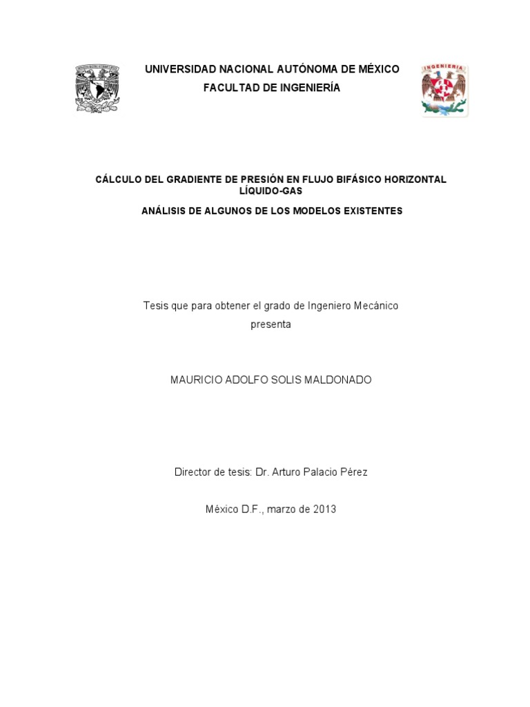 Cálculo Del Gradiente de Presión en Flujo Bifásico Horizontal Liquido ...