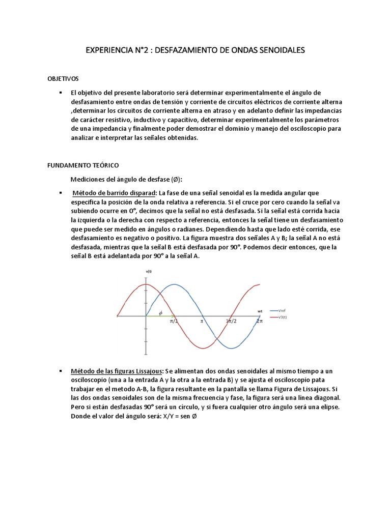 Desfasamiento de Ondas Senoidales | PDF | Fase (ondas) | Ingenieria ...