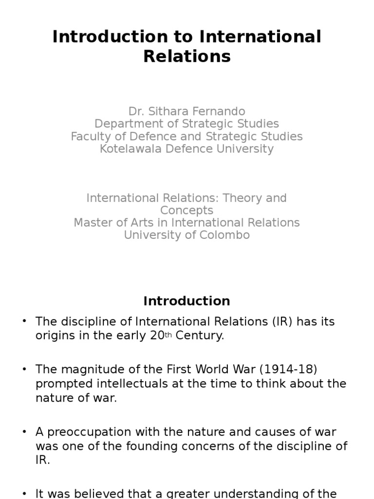 Introduction To International Relations | PDF | International Relations ...