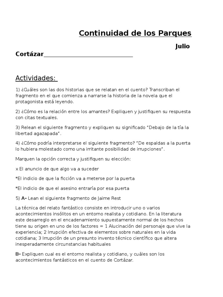 Continuidad de Los Parques | Descargar gratis PDF | Fantasía