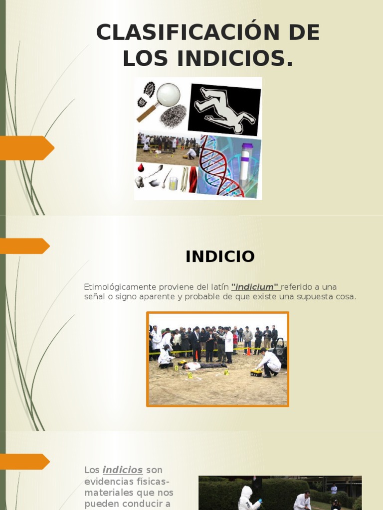 CLASIFICACIÓN DE LOS INDICIOS.pptx | Naturaleza | Física y matemáticas