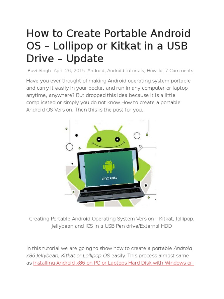How To Create Portable Android OS | PDF | Booting | Usb Flash Drive