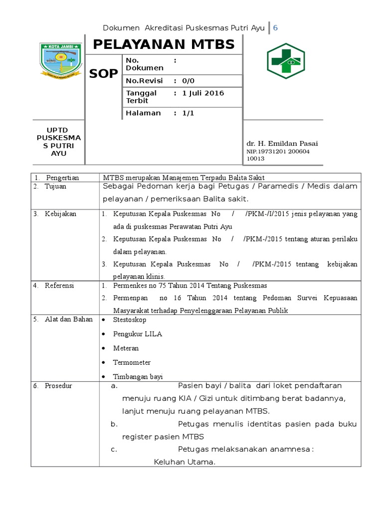 Sop Pelayanan Mtbs Putri Ayu | PDF