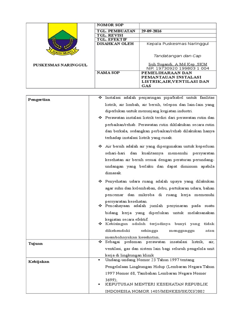 8.5.1.2.pemeliharaan Dan Pemantauan Instalasi Listrik, Air, Ventilasi Dan Gas | PDF | Sains ...