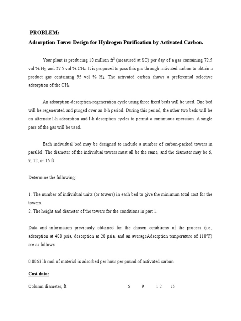 Adsorption Tower Design | PDF | Adsorption | Volume