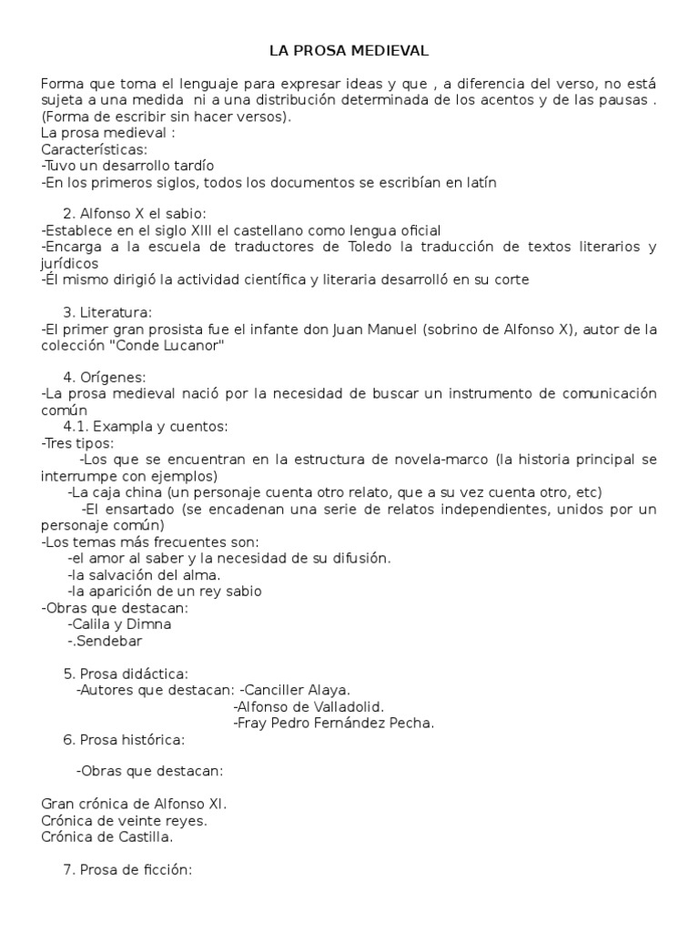 La Prosa Medieval | PDF | Prosa | Novelas