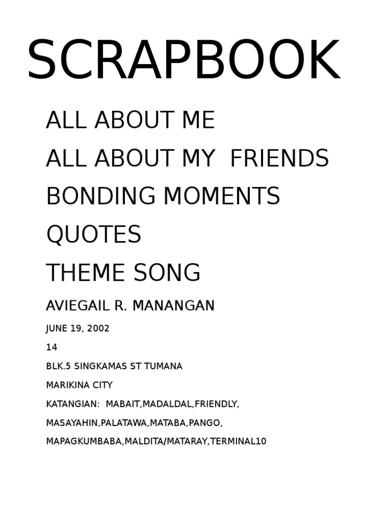 Aviegail's Scrapbook: All About Me | PDF