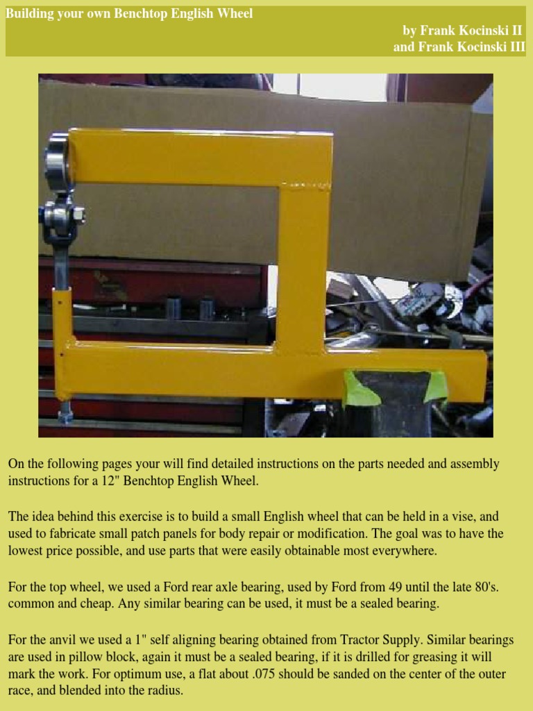 Benchtop English Wheel | PDF | Axle | Internet Forum