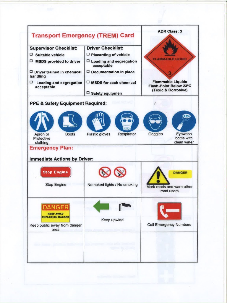 Transportation TREM Card | PDF