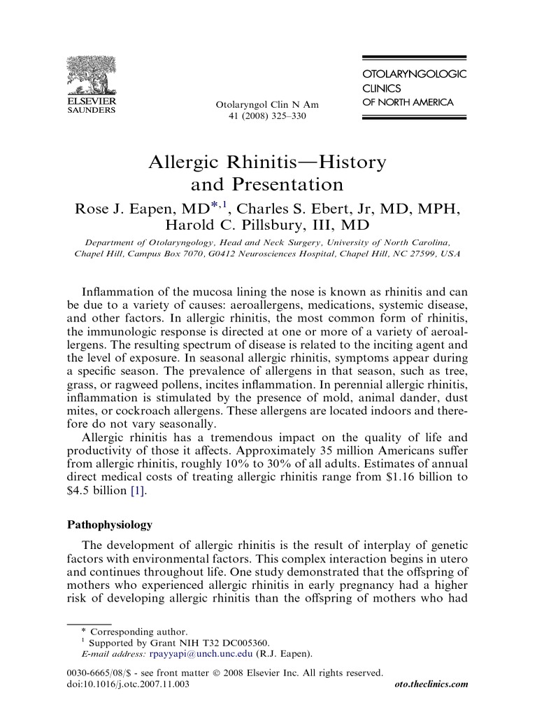 Allergic Rhinitis History and Presentation PDF | PDF | Allergy | Allergen