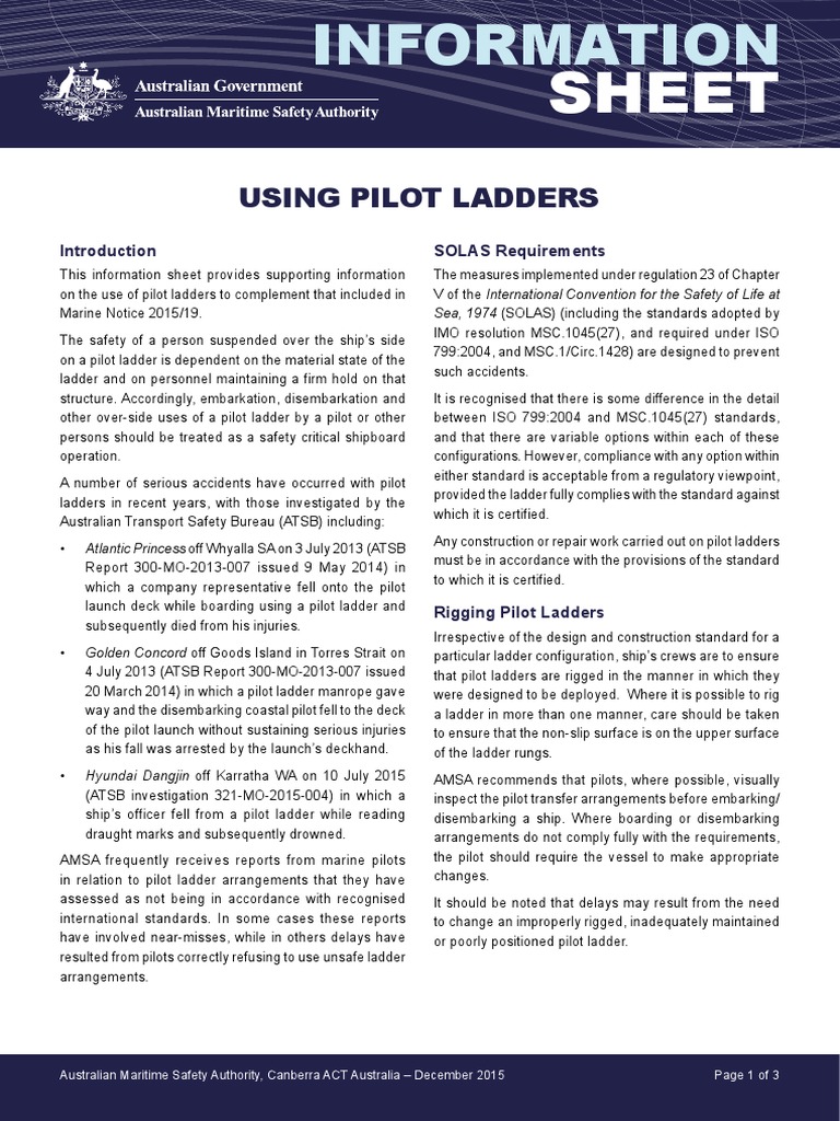 AMSA399 - Pilot Ladders | PDF | Ships | Maritime Pilot