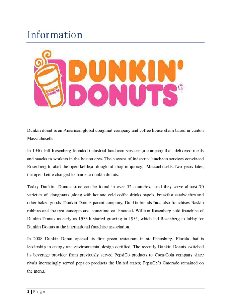 Dunkin Donuts | PDF | Strategic Management | Board Of Directors