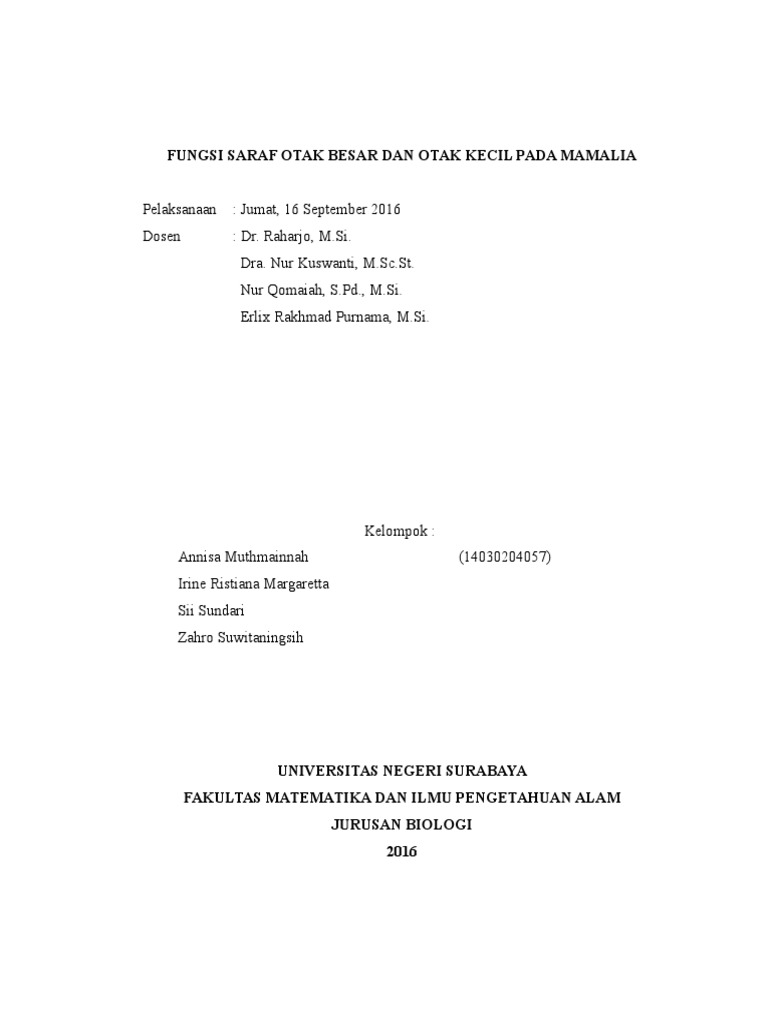 Fungsi Otak Besar Dan Otak Kecil Pada Mamalia | PDF | Sains & Matematika Fungsi Otak Besar Dan Otak Kecil Pada Mamalia | PDF | Sains & Matematika
