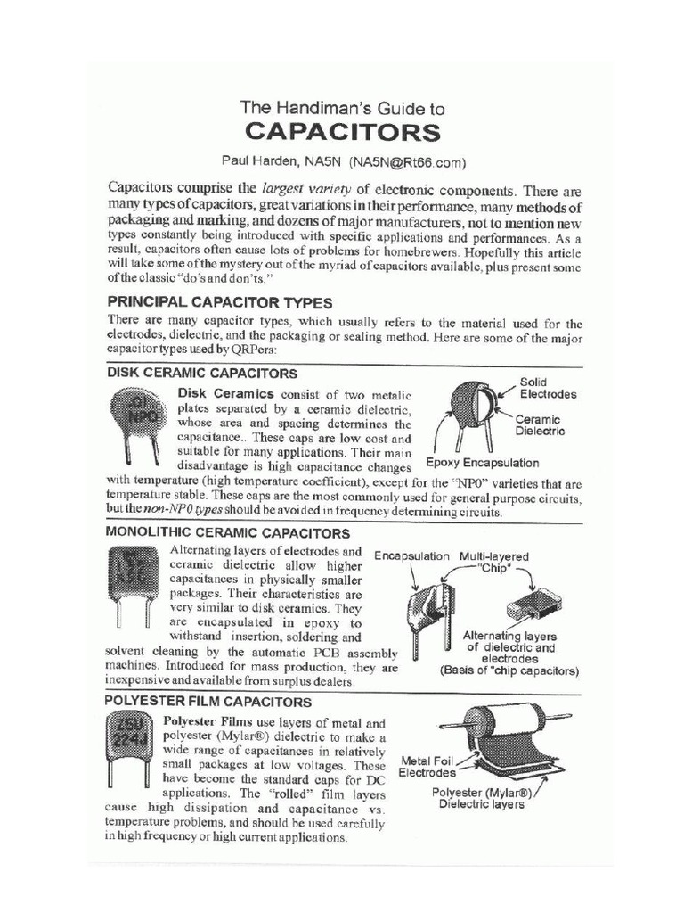 Capacitor Types and Clisifications | PDF