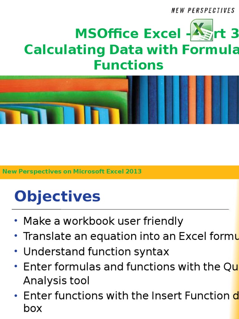 Msoffice Excel - Part 3 Calculating Data With Formulas and Functions ...
