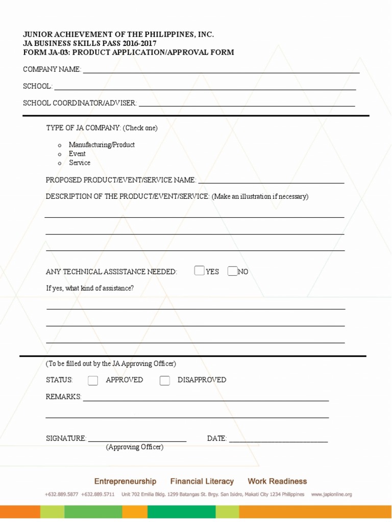 Product Application & Approval Form | PDF