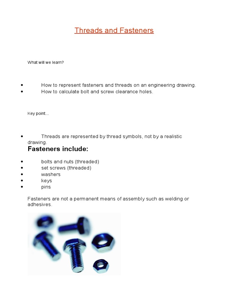 Thread & Fastener | PDF | Screw | Metalworking