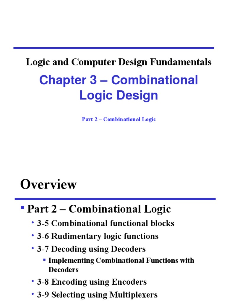 Chapter 3 - Combinational Logic Design | PDF | Logic Gate | Electronic ...