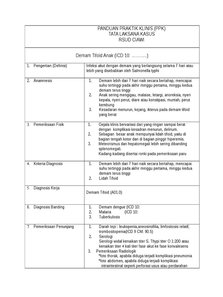 PPK Demam Tifoid Anak | PDF | Pengembangan Diri | Kesehatan Holistik