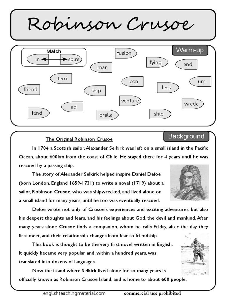 Robinson Crusoe Whole Lesson Plan | PDF | Robinson Crusoe