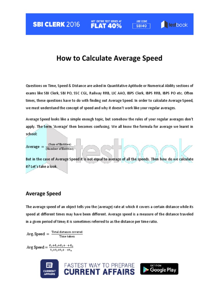 Average Speed Calculation Methods | PDF | Teaching Methods & Materials ...
