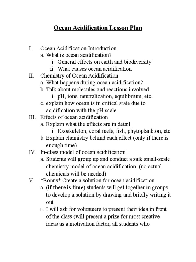 Ocean Acidification Lessonplan | PDF | Ocean Acidification | Chemistry