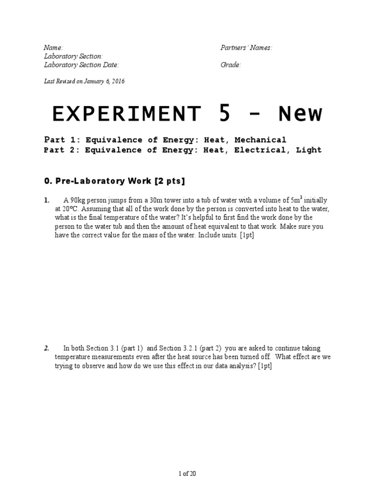 Experiment 05 | PDF | Incandescent Light Bulb | Heat