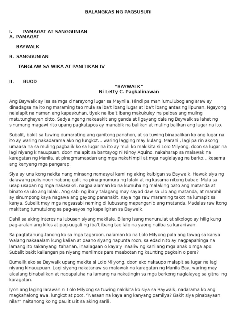 Balangkas NG Pagsusuri | PDF