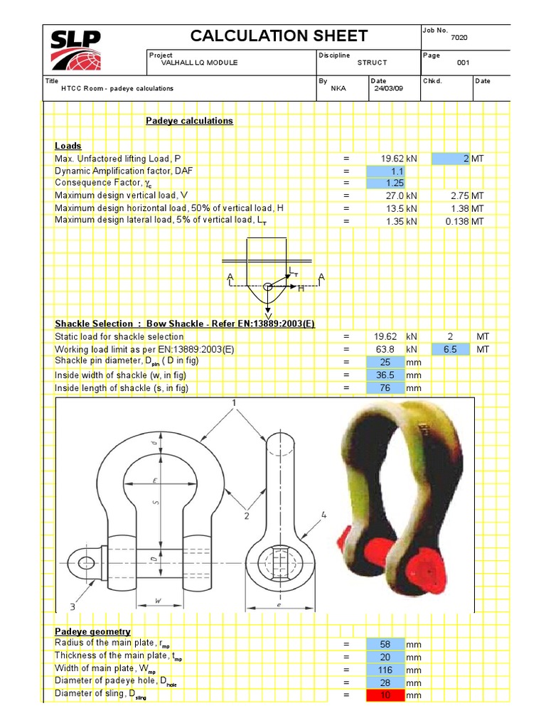 Pad Eye Calculations | PDF | Bending | Strength Of Materials