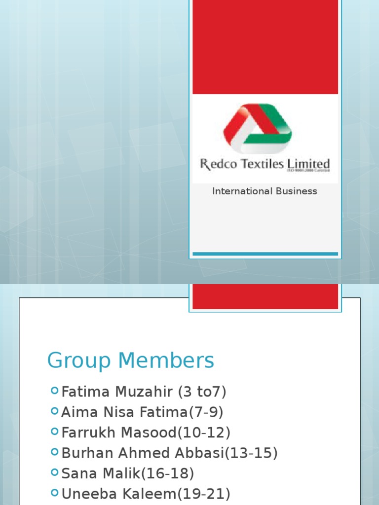 Redco Presentation | PDF | Yarn | Clothing Industry