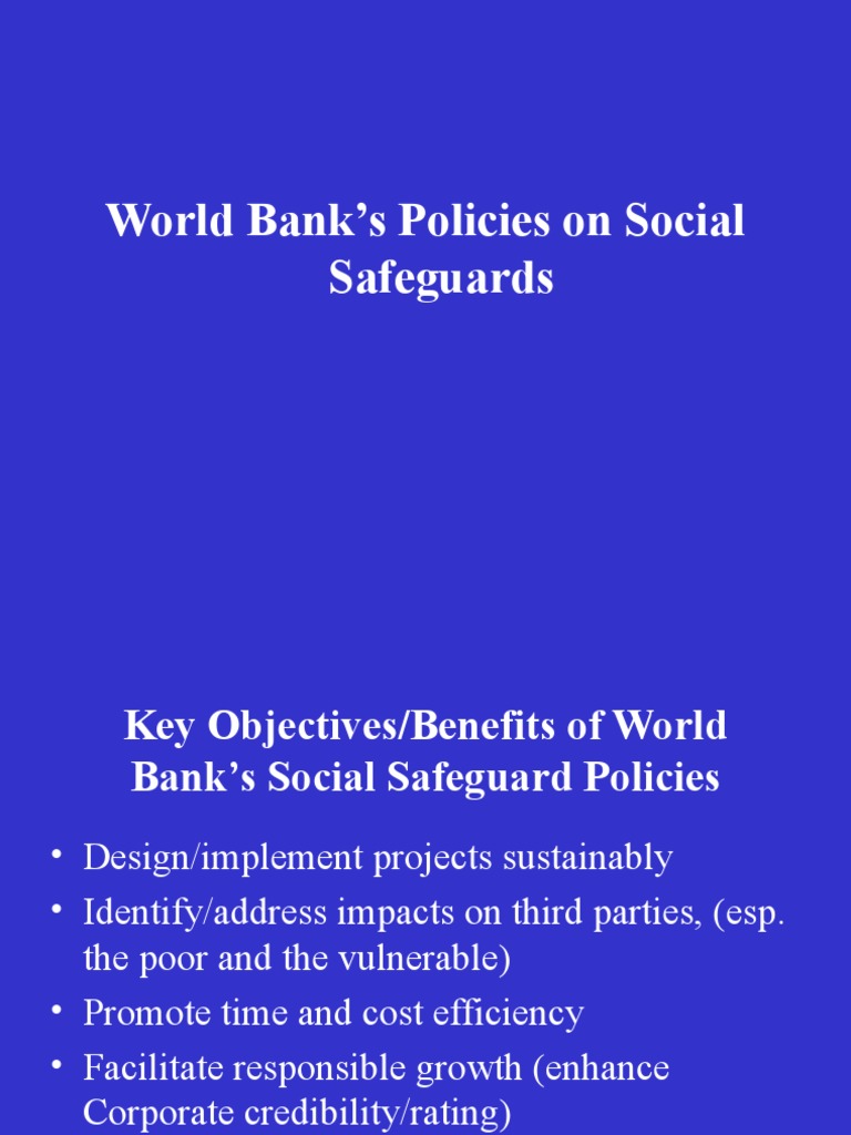 World Bank Social Safeguard Polices | PDF | World Bank | Policy