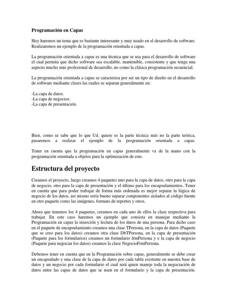 Programación en Capas Java | PDF | Java (lenguaje de programación) | Software