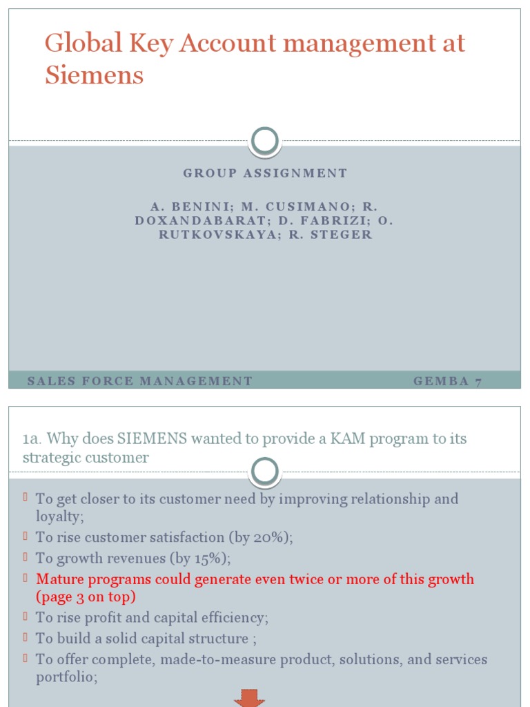 Global Key Account Management at Siemens | PDF | Strategic Management ...