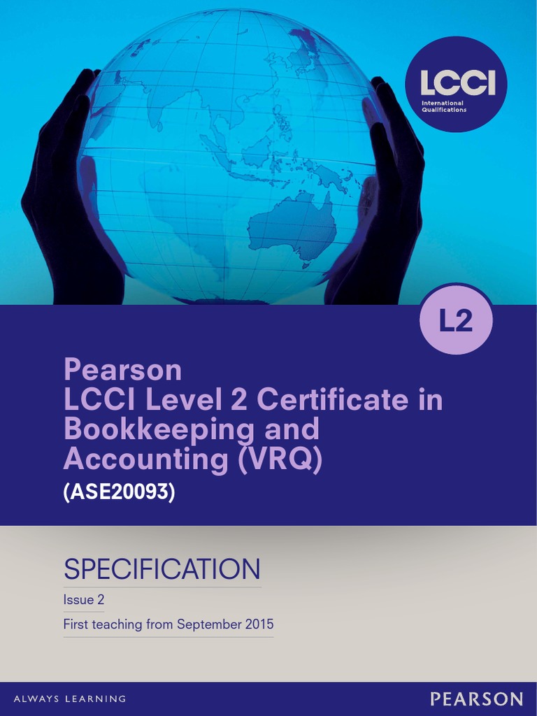 Pearson LCCI Level 2 Certifi Cate in Bookkeeping and Accounting (VRQ ...