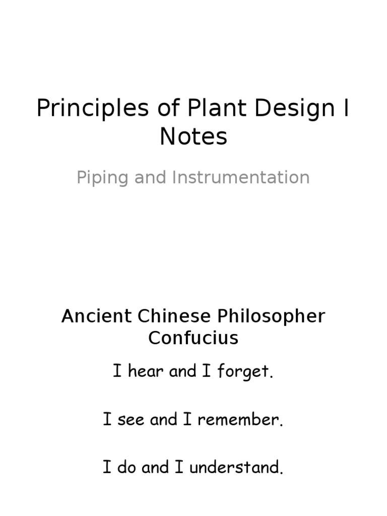 Principles of Plant Design I Notes: Piping and Instrumentation | PDF ...
