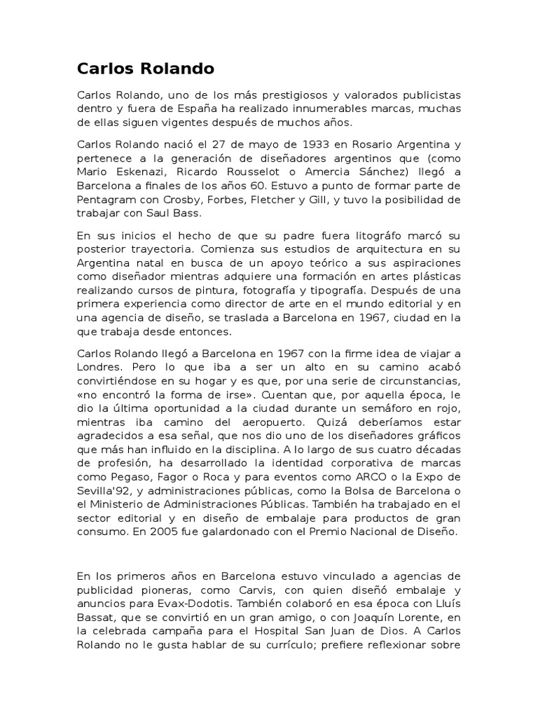 Carlos Rolando Teoría | PDF | Diseño | Barcelona