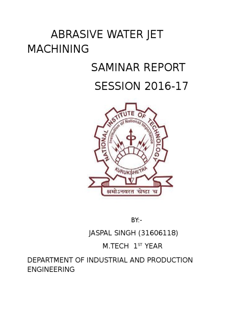 Abrasive Water Jet Machining Report | PDF | Fracture | Pump