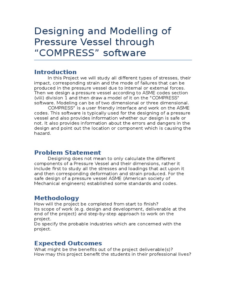 Designing and Modelling of Pressure Vessel Through "COMPRESS" Software ...