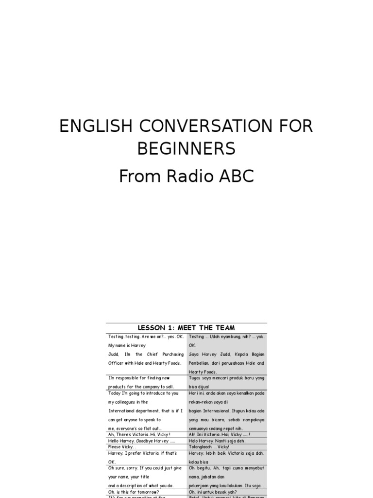 English Conversation For Beginners | PDF