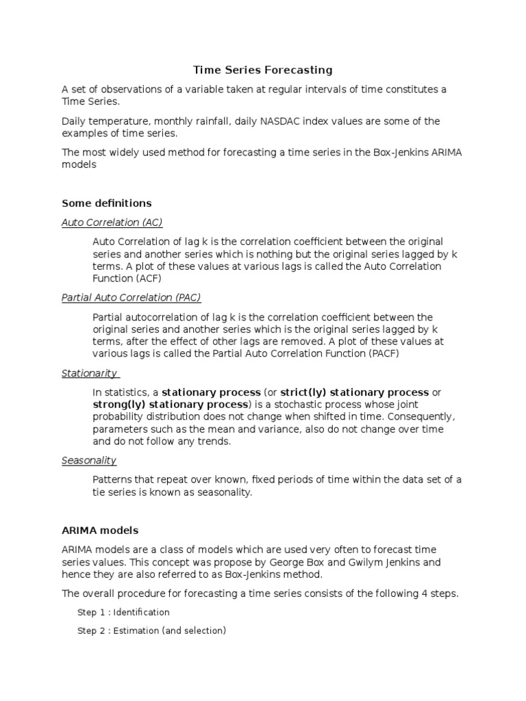 Time Series Forecasting | PDF | Stationary Process | Autocorrelation