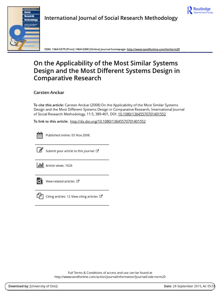 Anckar - On The Applicability of The Most Similar Systems Design and ...
