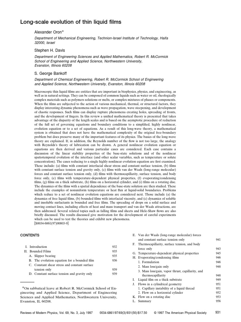 Thin Film Flow | PDF | Fluid Dynamics | Nonlinear System