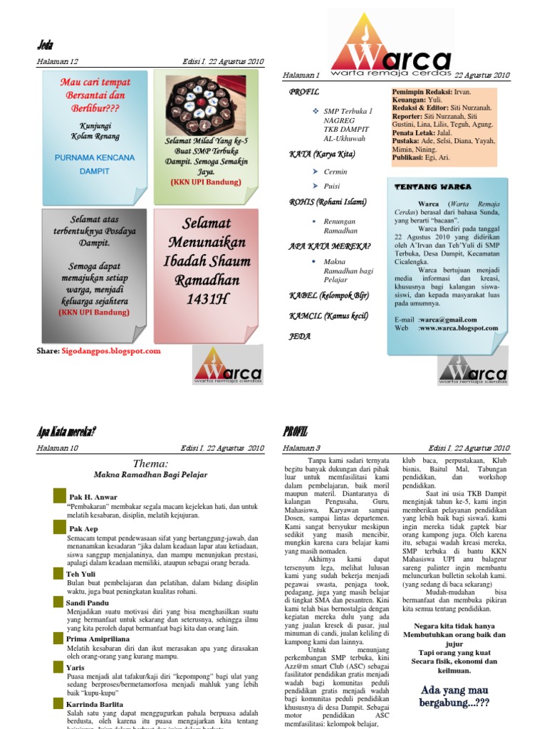 Contoh Buletin Sekolah