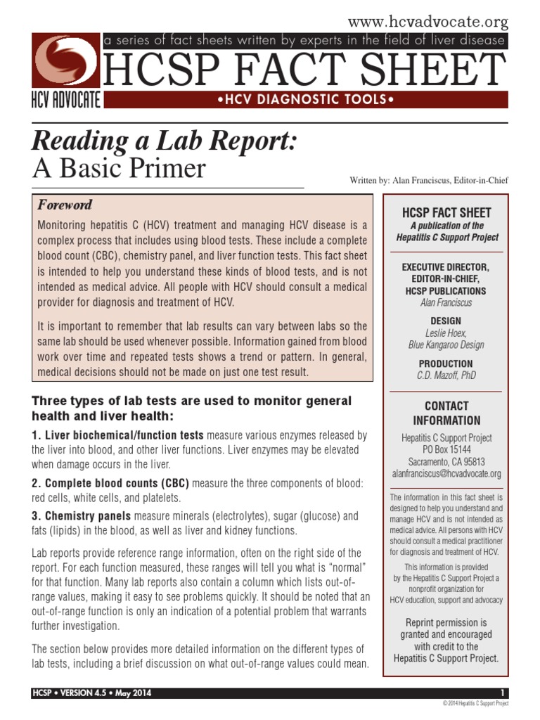 Reading A Lab Report | PDF | Liver | Diseases And Disorders