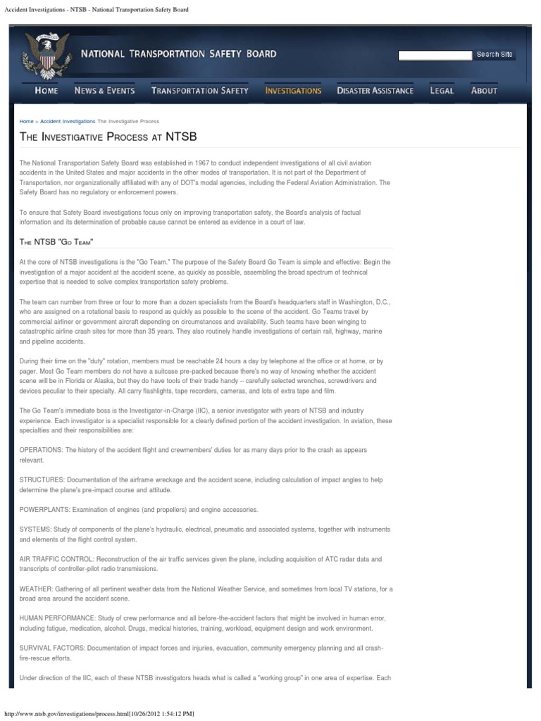 Accident Investigations - NTSB - National Transportation Safety Board ...