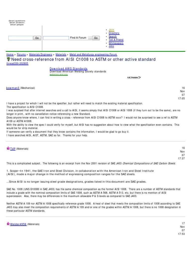 C1008 Vs ASTM A1008 PDF | PDF | Steel | Specification (Technical Standard)